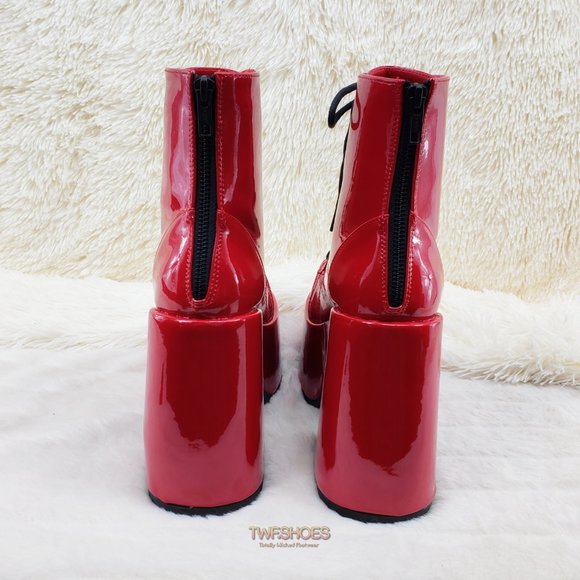 Demonia | Shoes | Red Patent Platform Goth Punk Ankle Boots | Poshmark